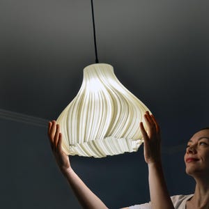 Modern Wavy Opaque Glass-like Pendant Lampshade - Sleek Soft-glow ...