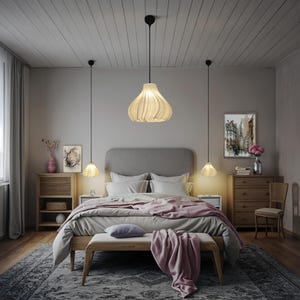 Modern Wavy Opaque Glass-like Pendant Lampshade - Sleek Soft-glow ...