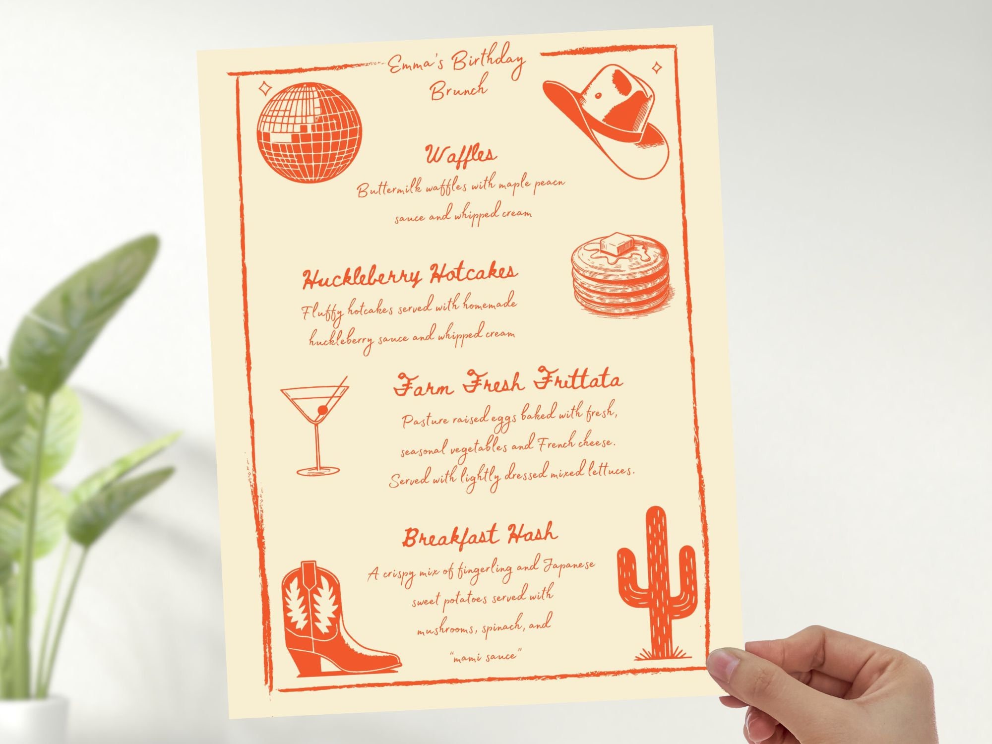 Western Brunch Menu - Template, Menu Card, Menu Printable, 5x7 and 8 ...