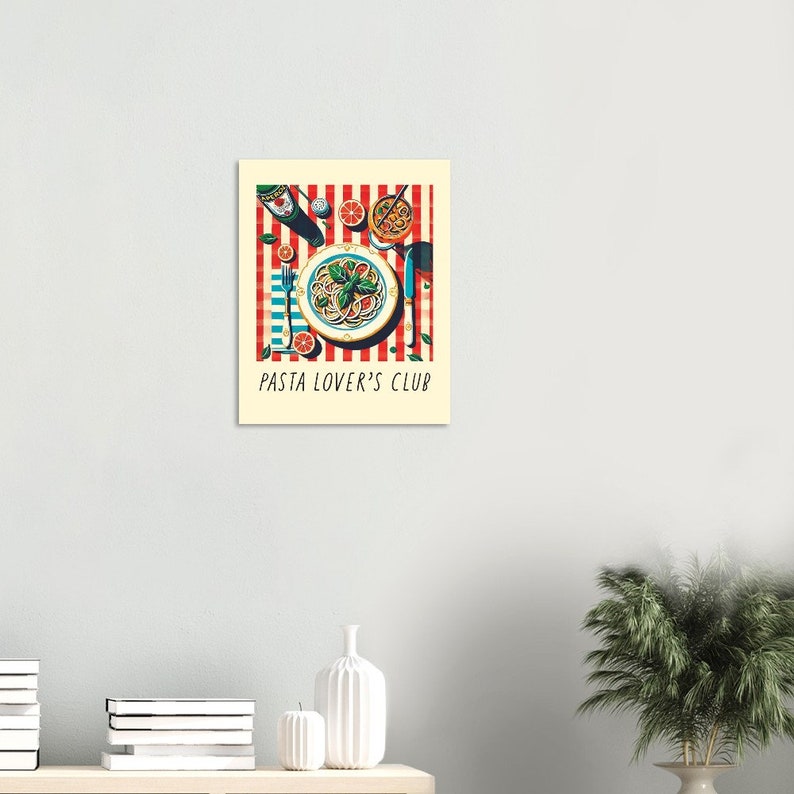 Pasta Lover's Club Print - Italian Food Poster, Wall Art, Kitchen Wall ...