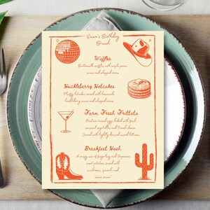 Western Brunch Menu - Template, Menu Card, Menu Printable, 5x7 and 8 ...