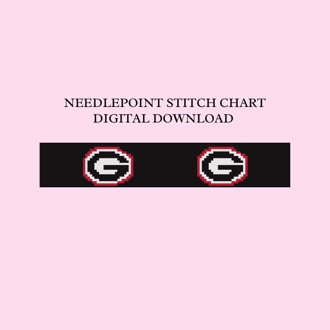 UGA Needlepoint Keyfob — Digital PDF Chart — Charted Canvas — 13 Mesh ...