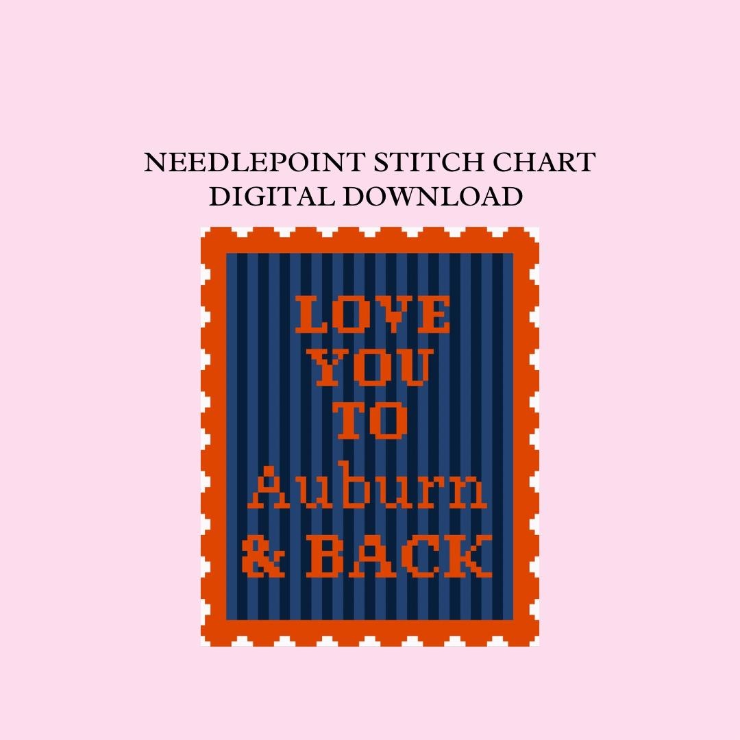 Love You to Auburn & Back Stamp Needlepoint Chart — Digital PDF Chart ...
