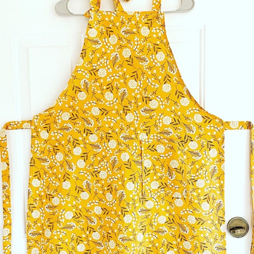 Yellow Floral Apron Womens Aprons Womens Gift Kitchen | Etsy