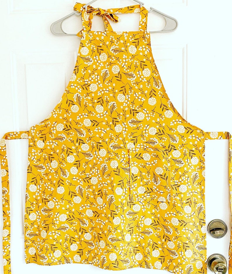 Yellow Floral Apron, Women’s Aprons, Women’s Gift, Kitchen Wear, Aprons ...