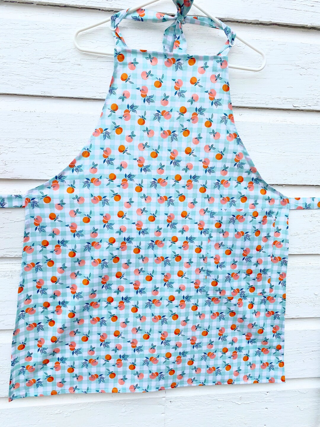 Plaid Orange Apron, Orange Apron, Fruit Apron, Peach Apron, Blue Apron ...