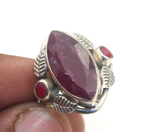 Roter Rubin Ring 925 sterling Silber 766 Gramm | Etsy