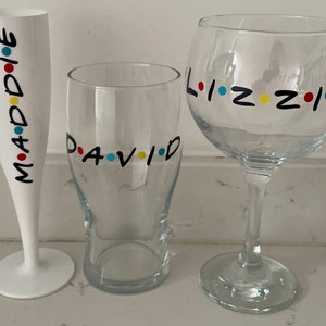 Personalised ‘friends’ Theme Gin Glass, Gift, Birthday, Hen Do, Secret ...