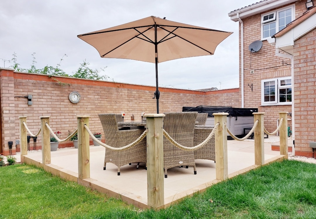 Wood/timber Post and Rope, NO DIG Kit! Richthepostman (28mm DOUBLE Rope ...