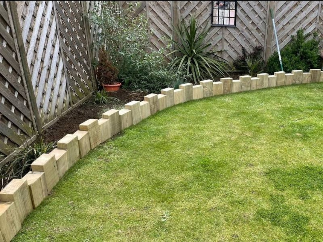 Garden Lawn Edging, Sleeper, Timber, Wood, No DIG, No Concreting, Easy ...