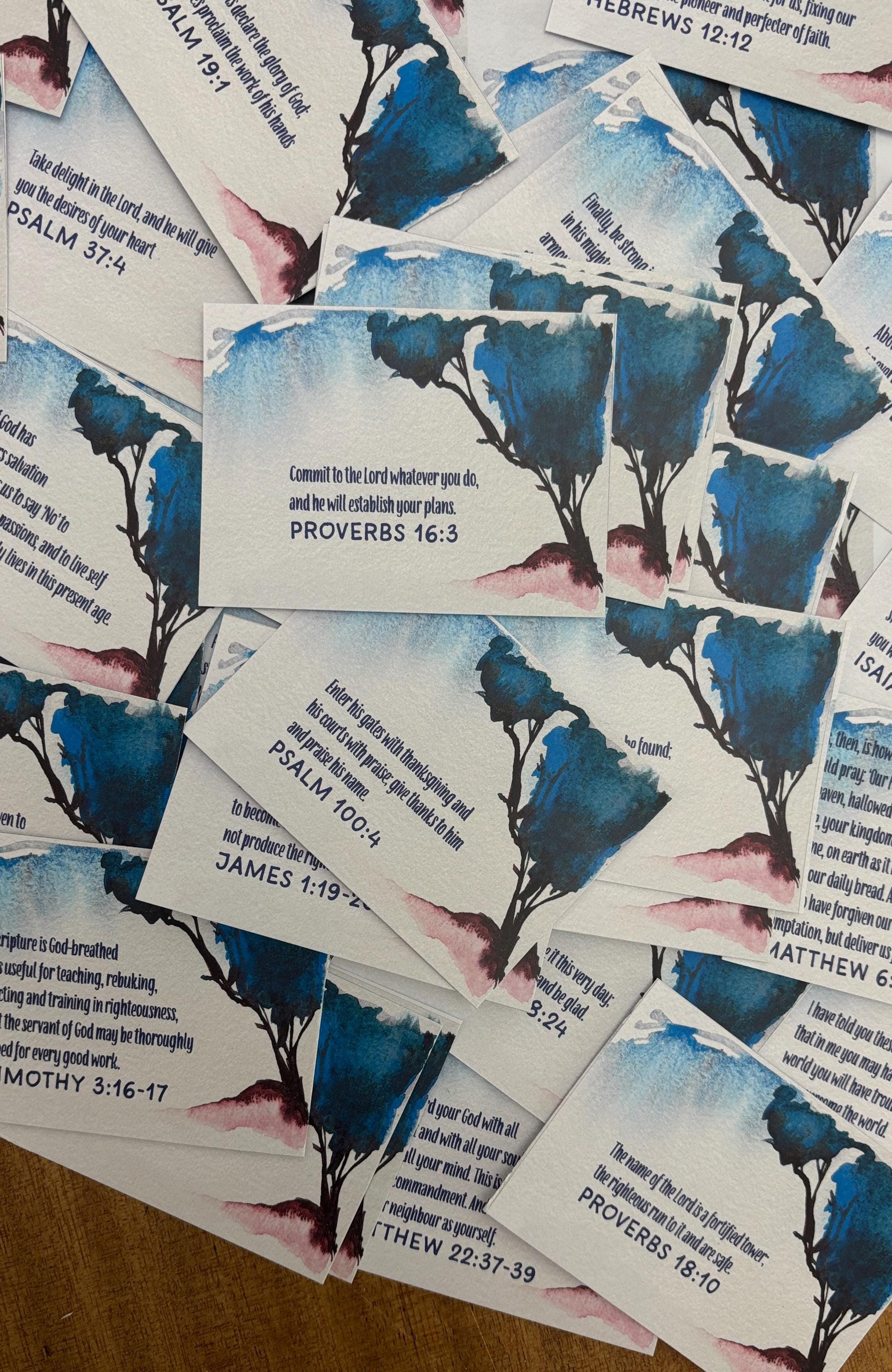 40 Bible Memory Verses - Original Watercolour Art Scripture Cards | A4 ...