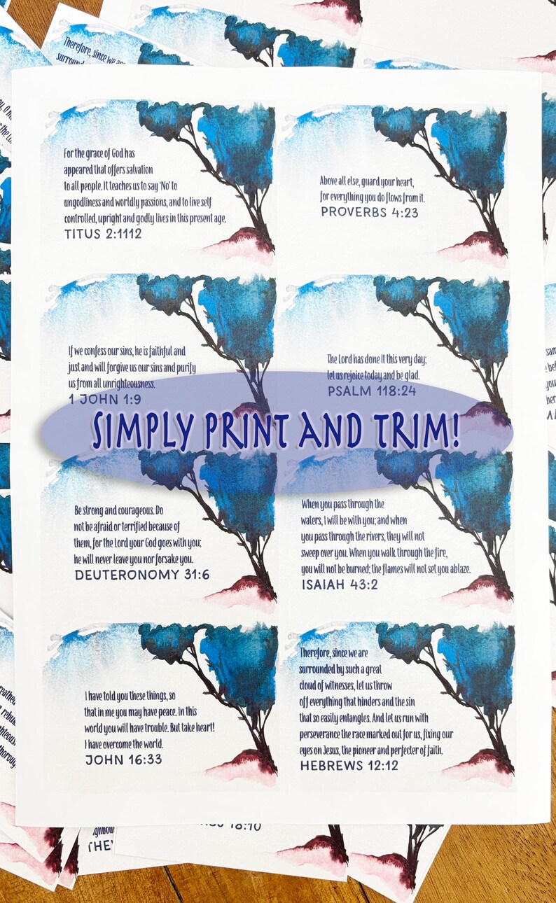 40 Bible Memory Verses - Original Watercolour Art Scripture Cards | A4 ...