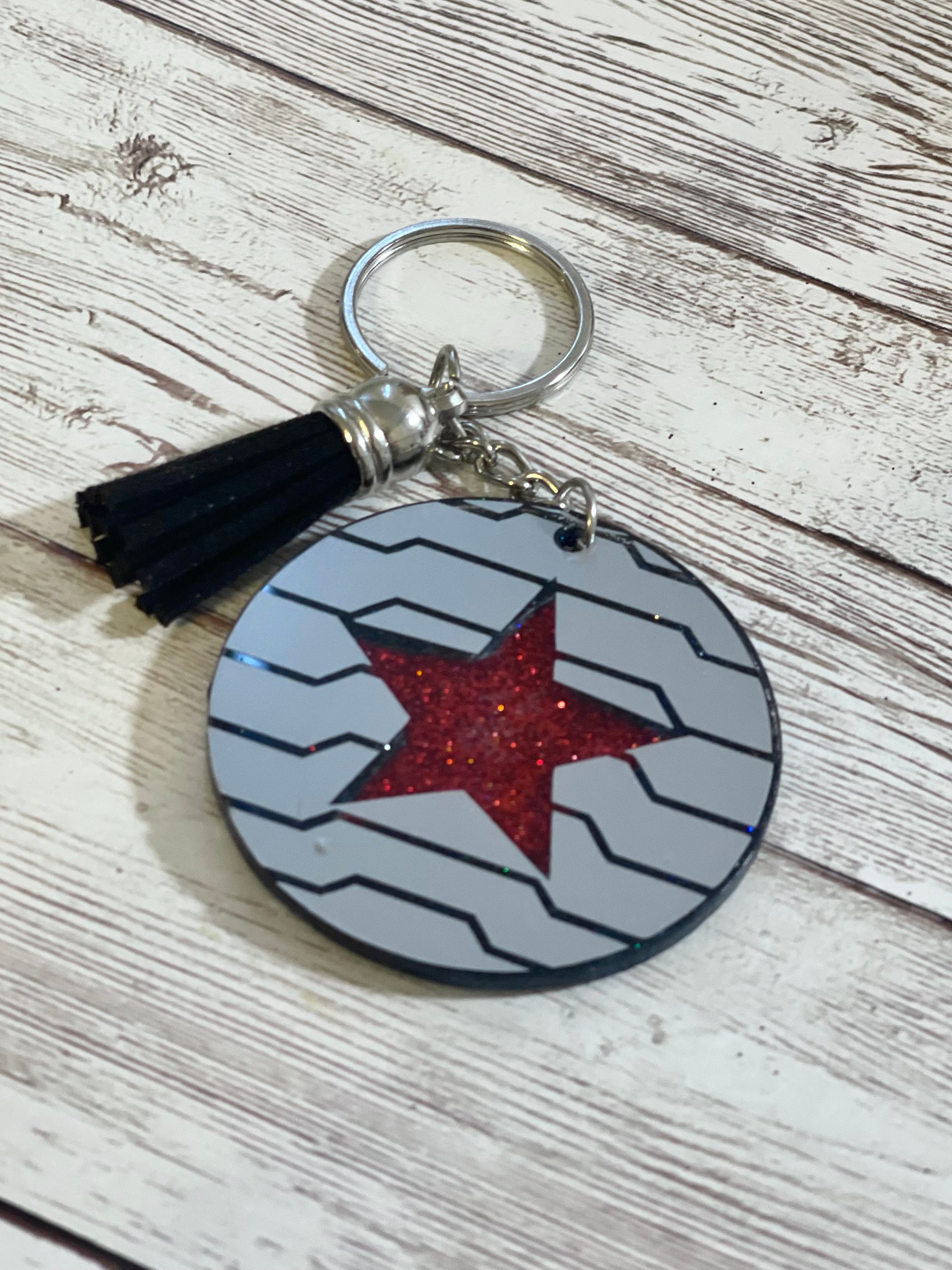 Winter Soldier Inspired Glitter Keychain/bucky Barnes/gifts | Etsy