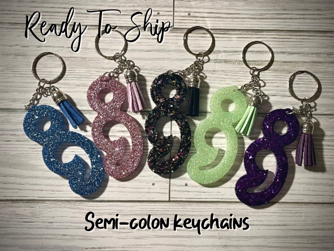 Semicolon Glitter Keychain/mental Health Support/mental Health Advocate ...