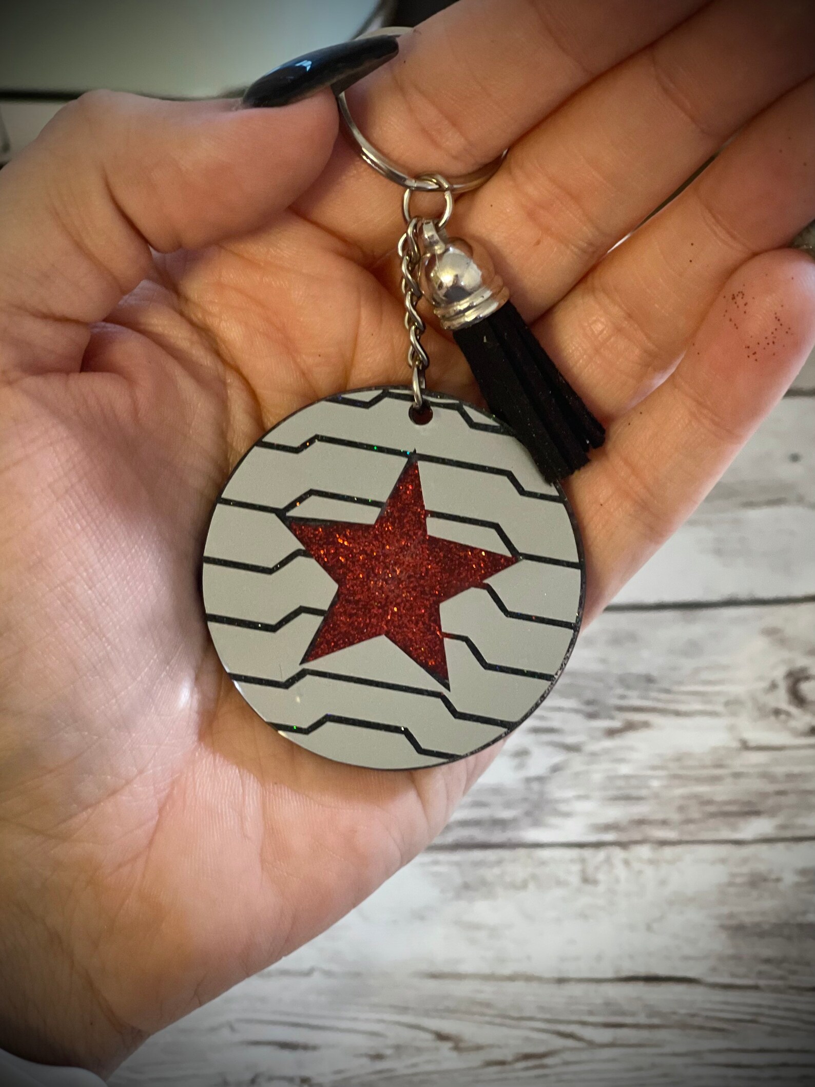 Winter Soldier Inspired Glitter Keychain/bucky Barnes/gifts | Etsy