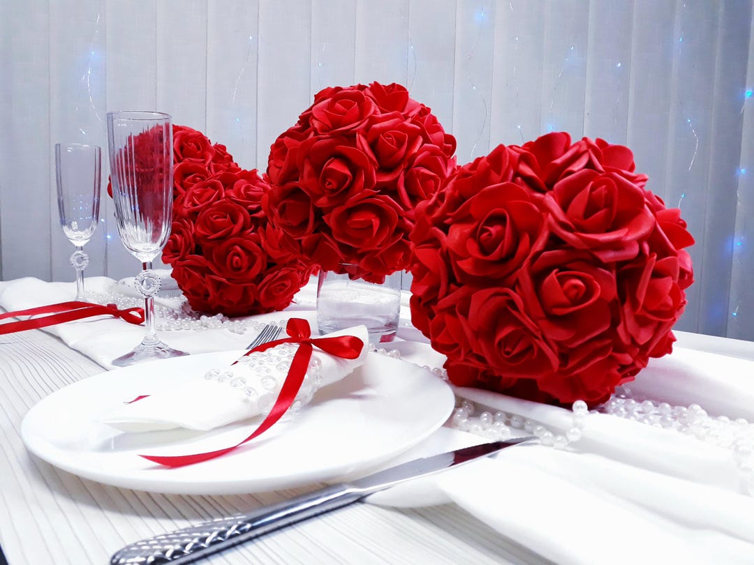 Flower Ball, Wedding Flower Balls, Table Flower Ball, Red Flowers Balls ...