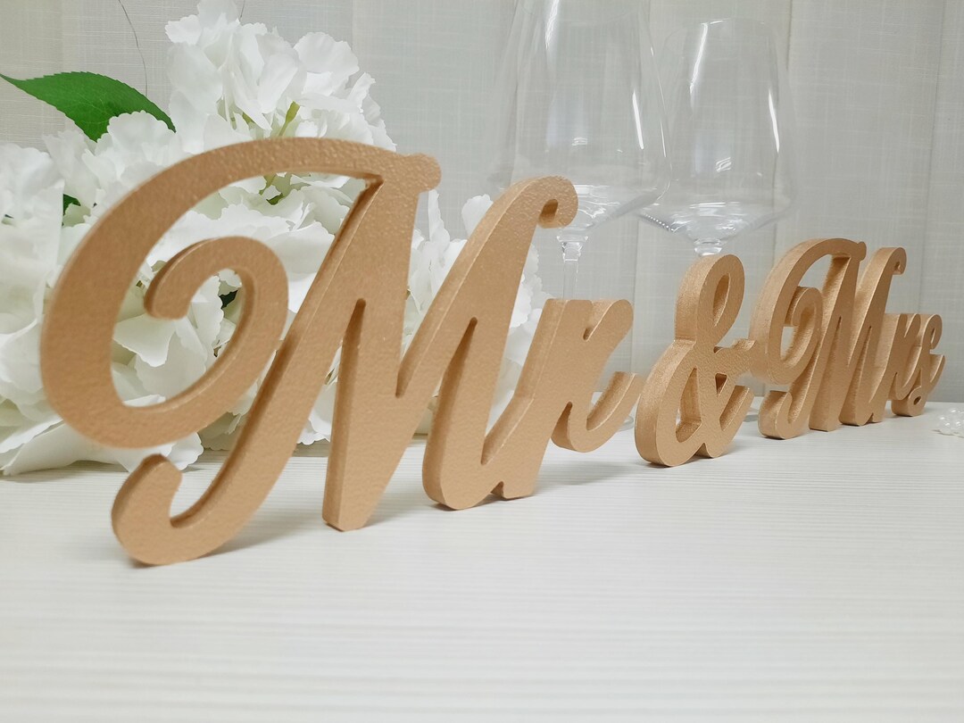 Mr and Mrs Table Signs, Gold Bridal Decor, Wedding Signs, Sweetheart ...