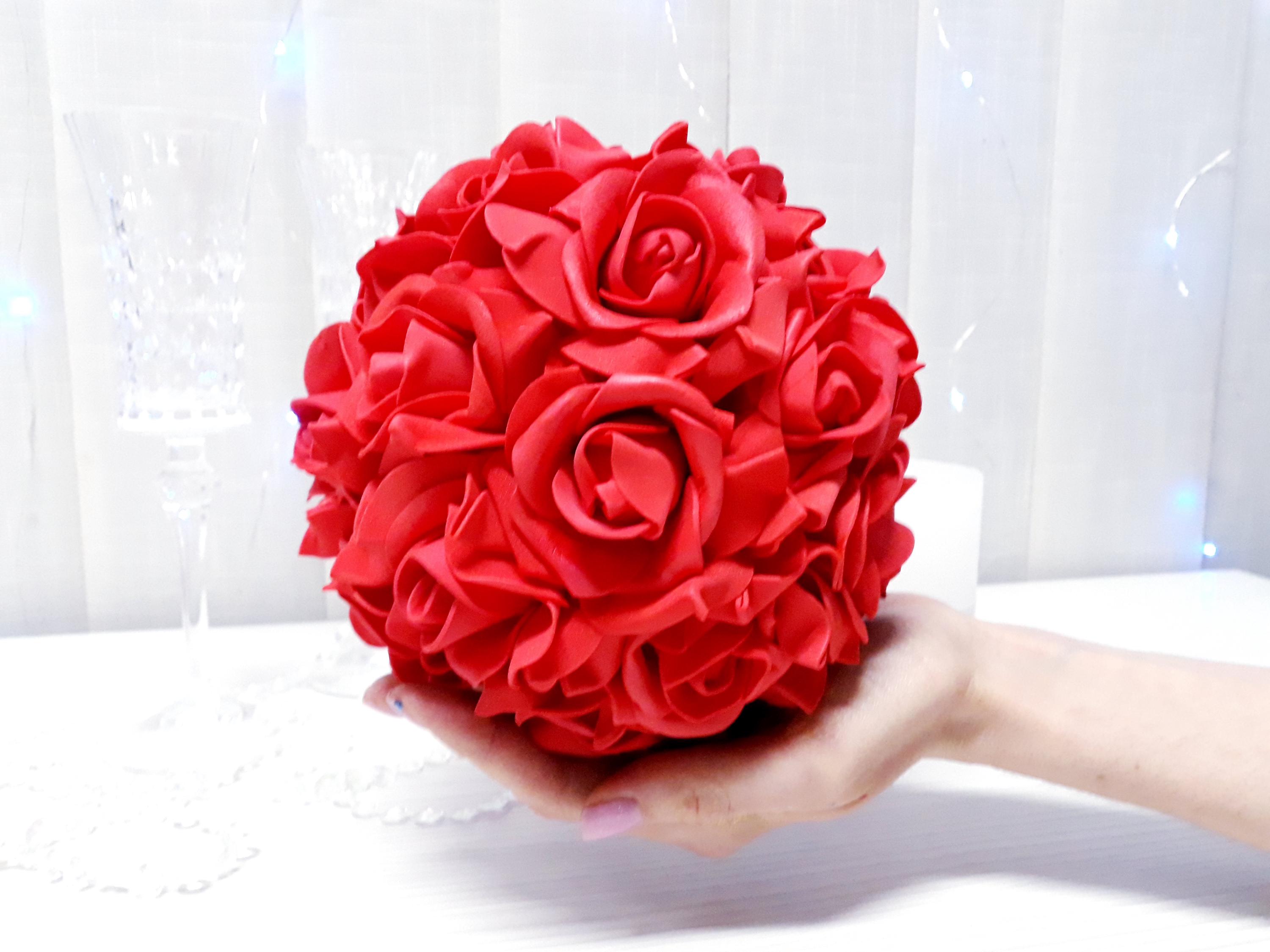 Flower Ball, Wedding Flower Balls, Table Flower Ball, Red Flowers Balls ...
