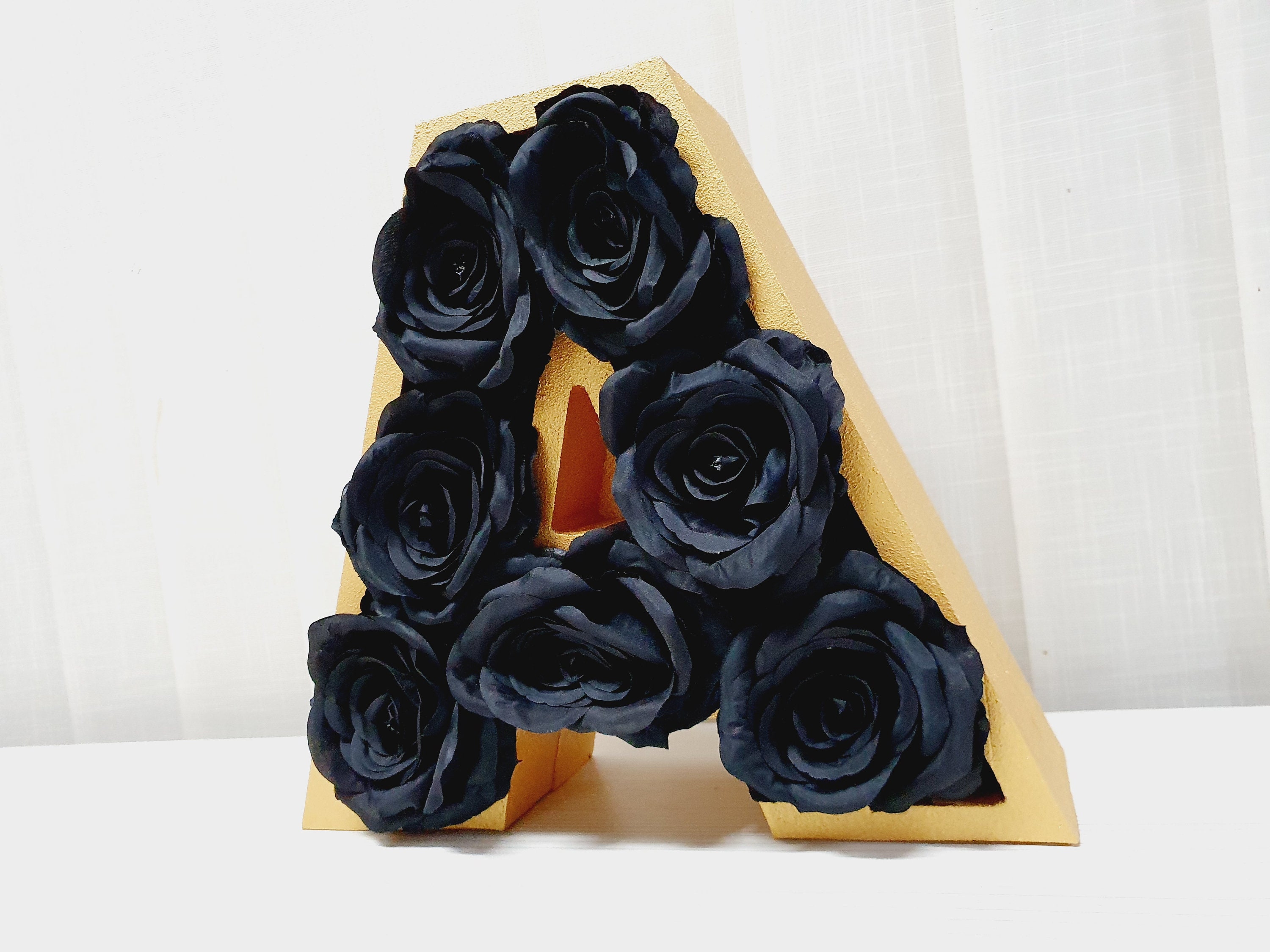 Hollow Styrofoam Fillable Letters Black Roses, Gold Fillable Letters ...