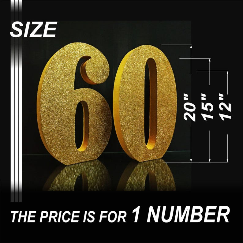 Large Numbers Gold, Styrofoam 3D Numbers, Graduation Centerpiece, Foam ...