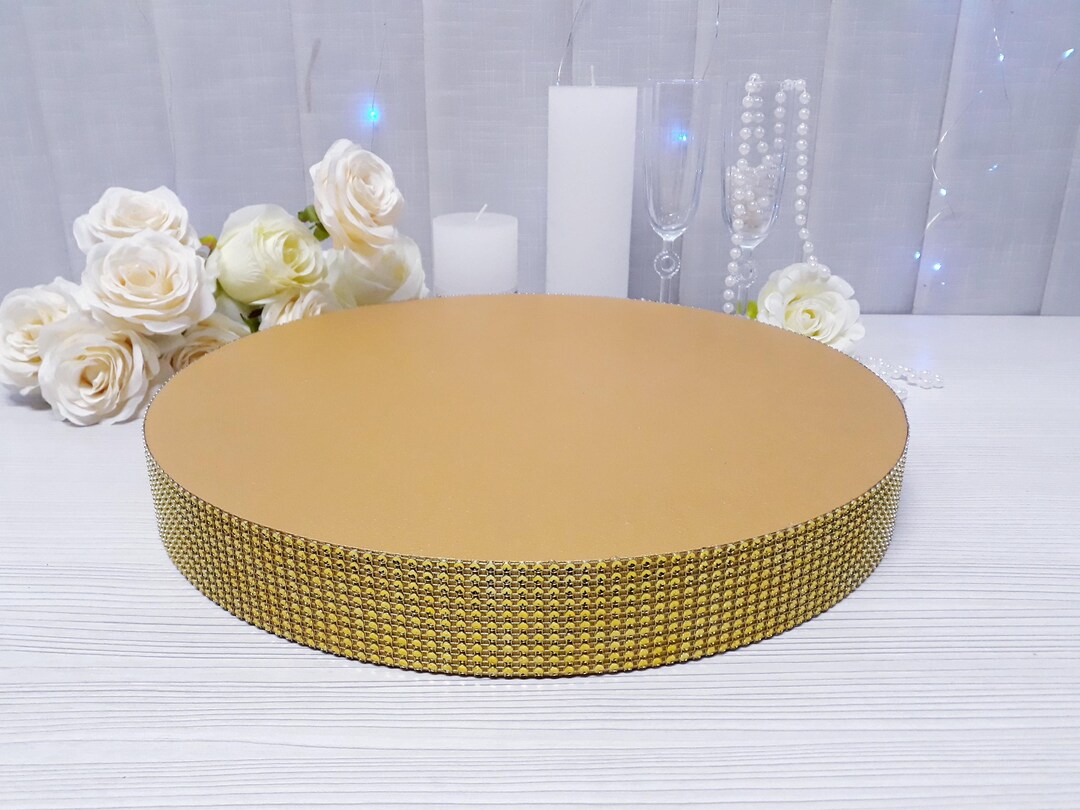 Wedding Cake Stand, Round Gold Cake Stand With Rhinestone Sides Height ...
