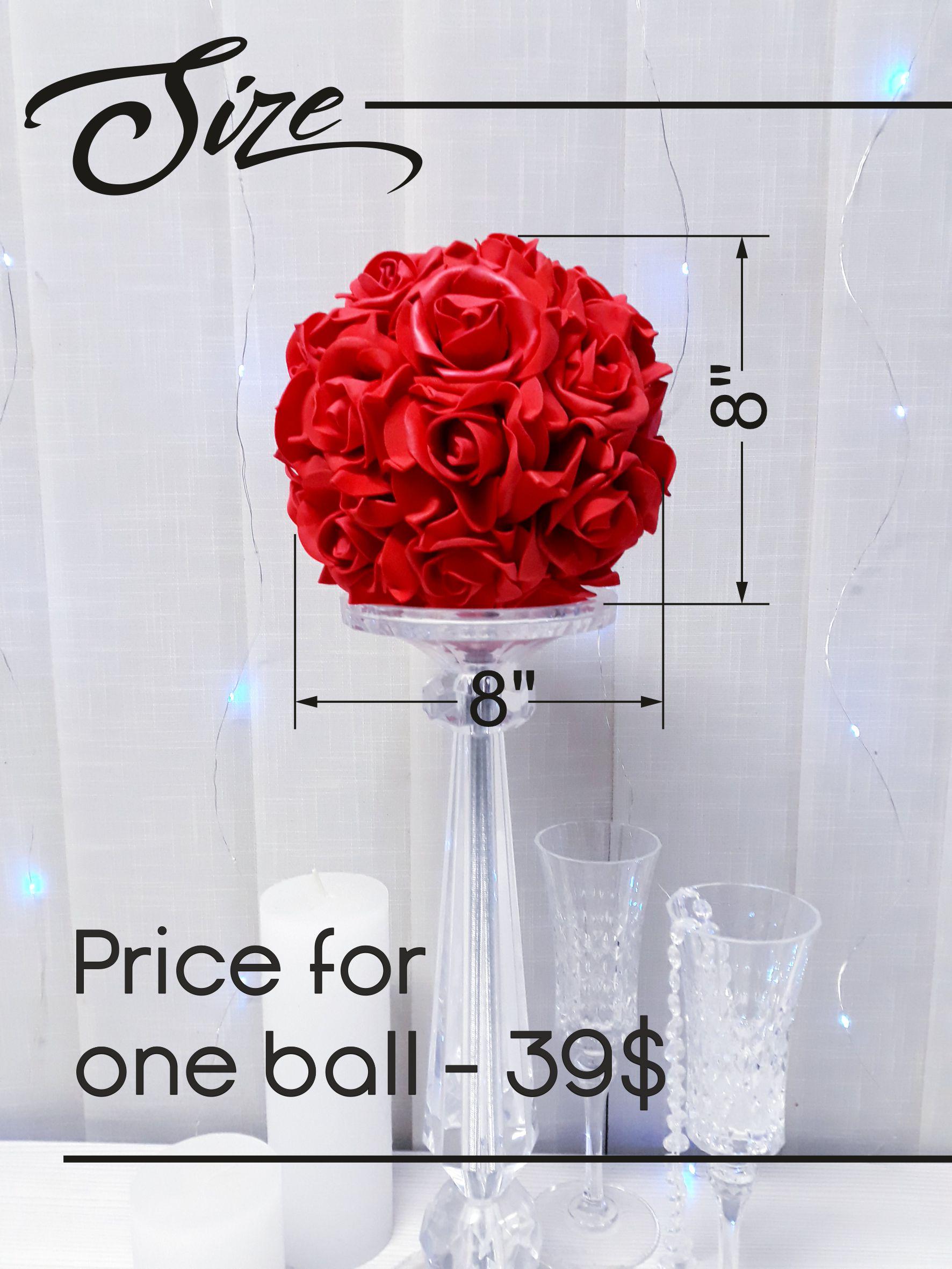 Flower Ball, Wedding Flower Balls, Table Flower Ball, Red Flowers Balls ...