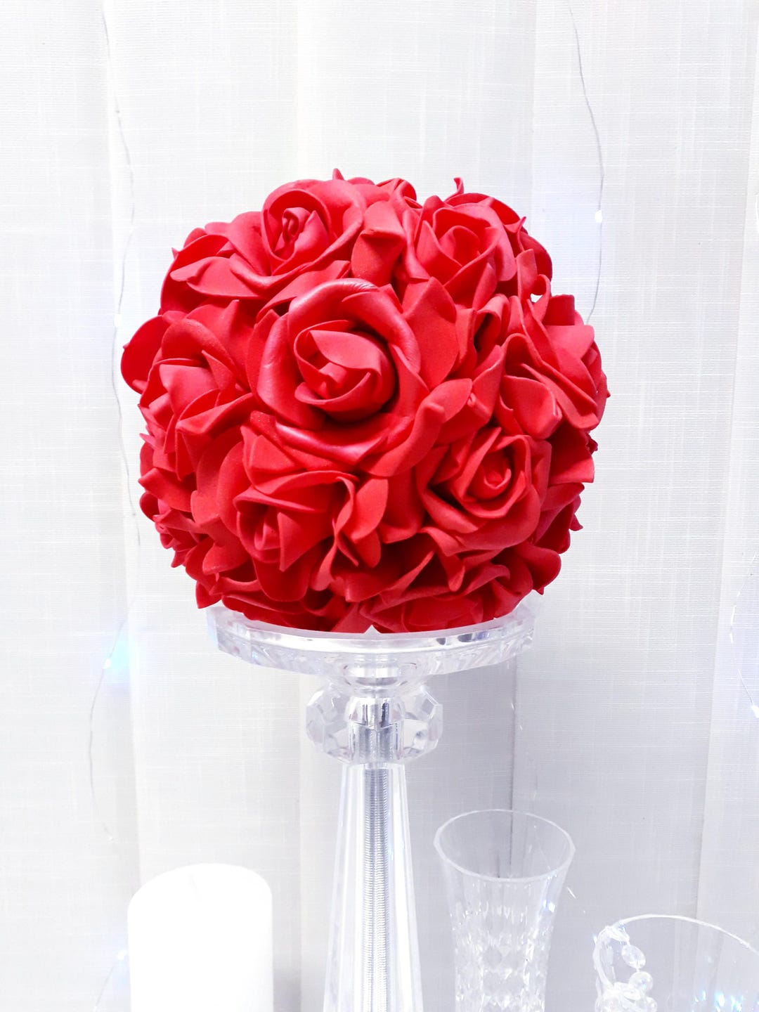 Wedding Flower Ball, Table Centerpieces, Red Roses Wedding Ball, Flower ...