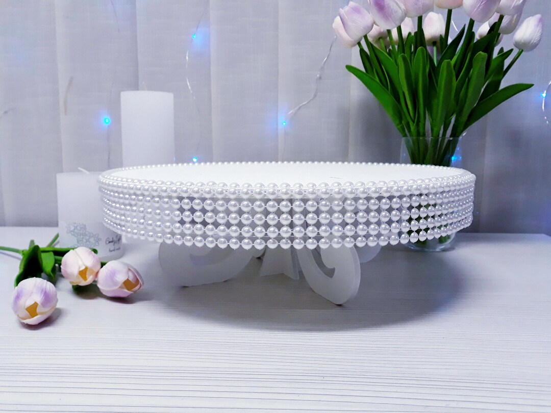 Cake Stand White, Wedding Round Cake Stand, Wedding Cake Stand, Pearl ...