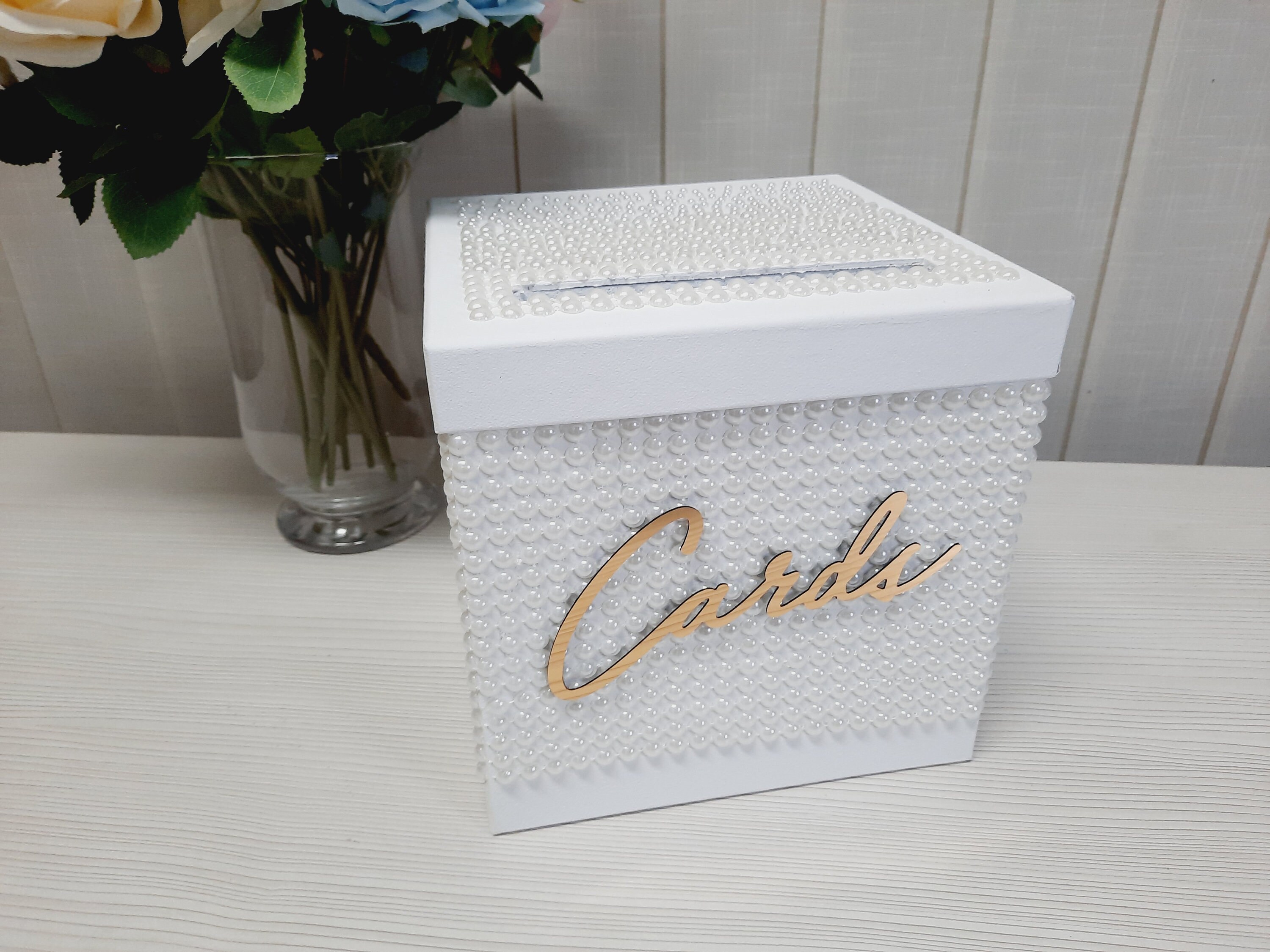 Card Box for Wedding, White Card Box, Square Card Box With Mother-of ...