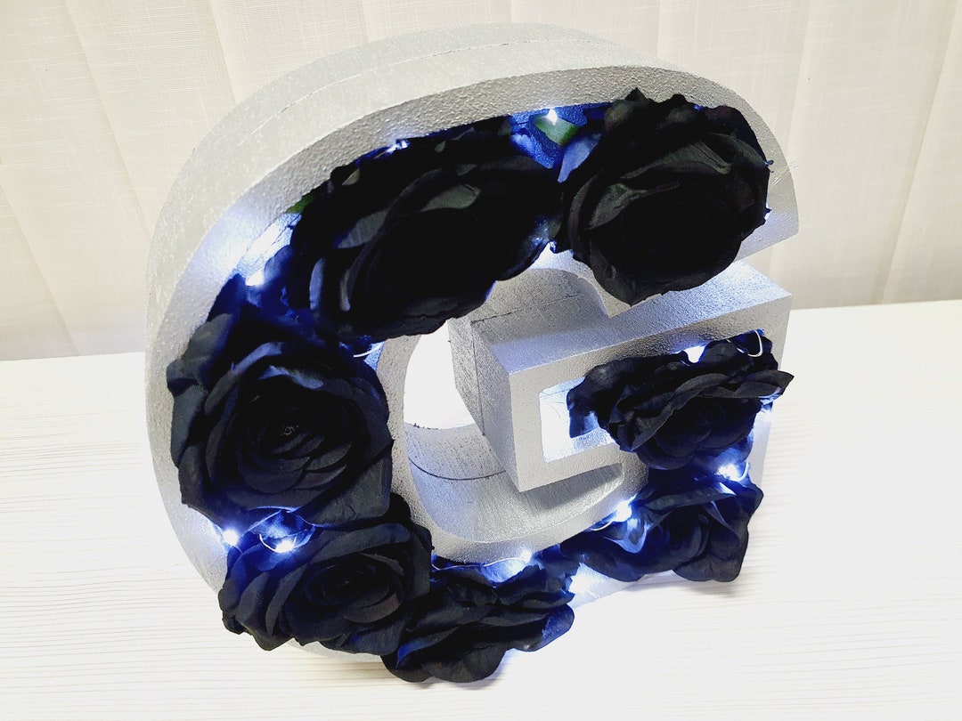 Hollow Styrofoam Fillable Letters Black Roses, Gold Fillable Letters ...