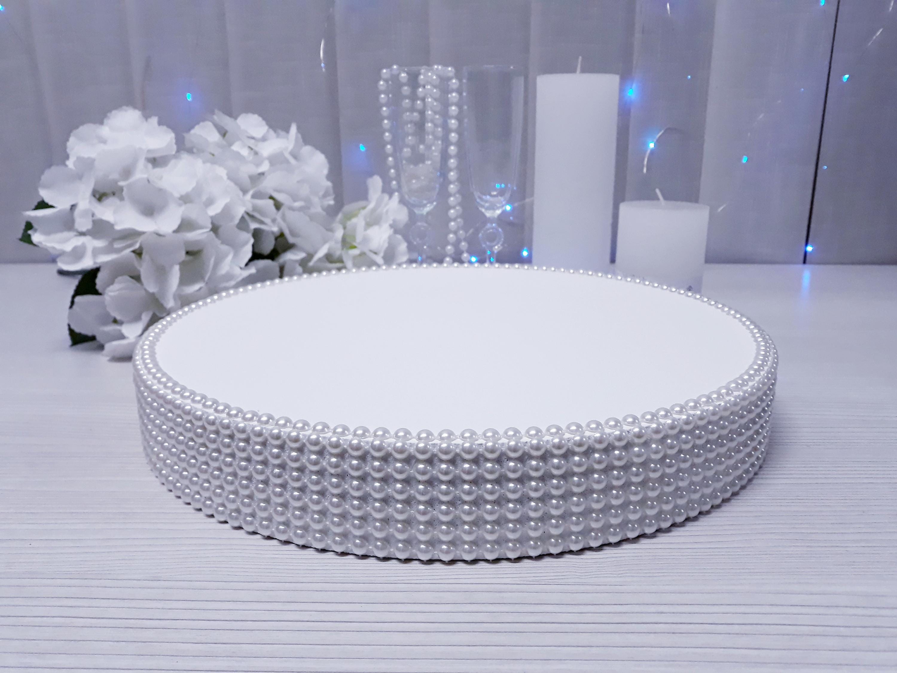 Wedding Cake Stand, White Cake Stand, Pearl Cake Stand, Round Cake ...