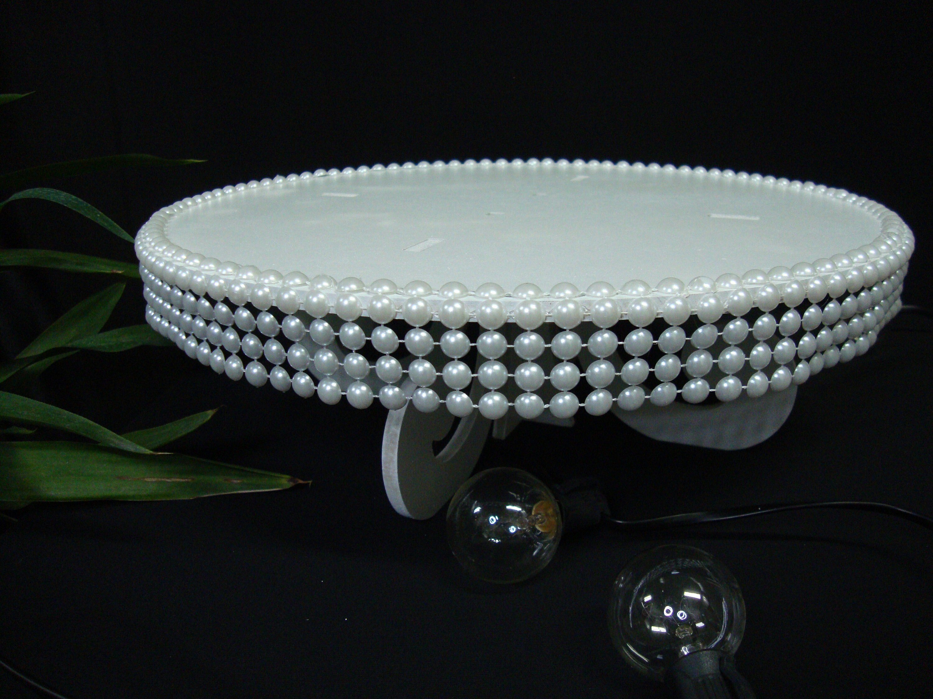 Cake Stand White, Round White Cake Stand With Rhinestone Sides, Wedding ...