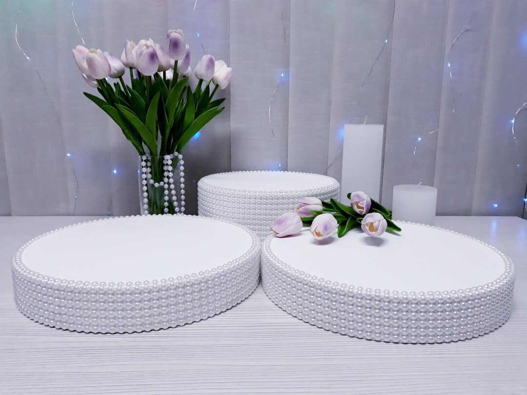 SET of 3 Pearl Cake Stands, Pearl Cake Stands, White Birthday Cake ...
