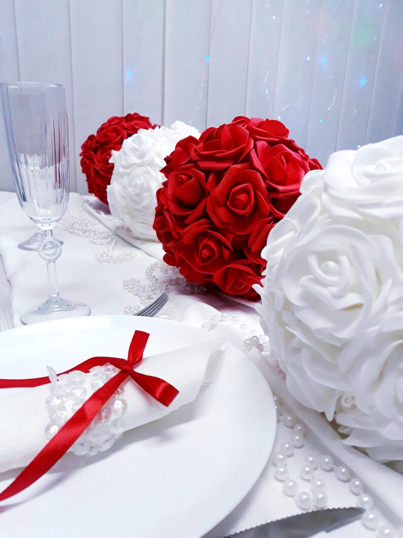 Flower Ball, Wedding Flower Balls, Table Flower Ball, Red Flowers Balls ...