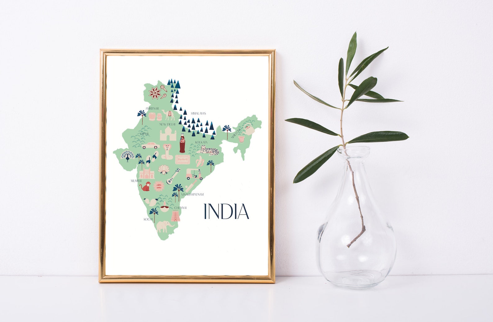 Indian Art Print India Illustrated Map - Etsy