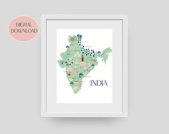 Cute Map of India - Etsy