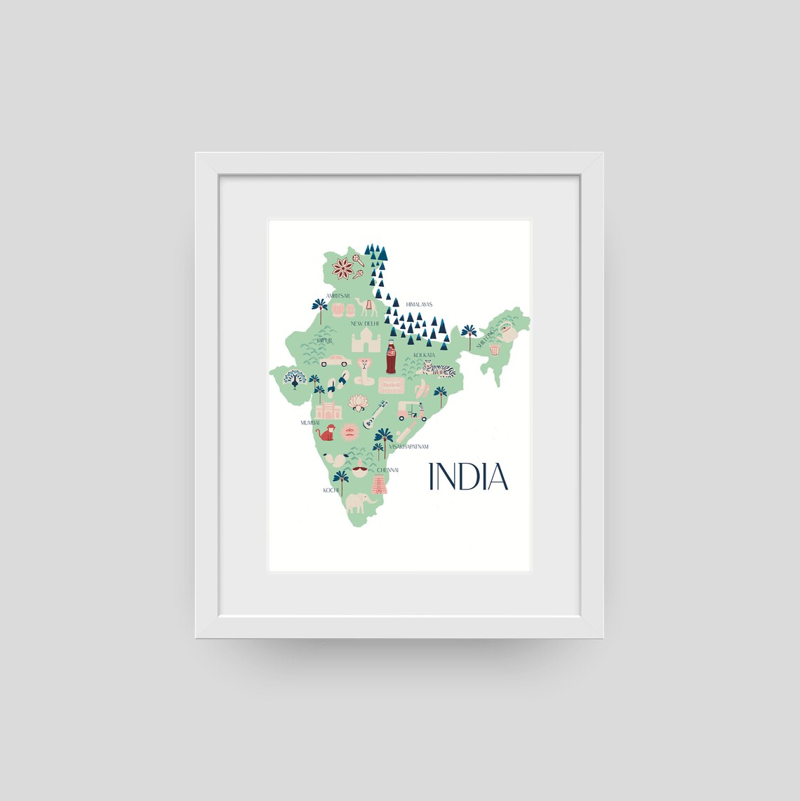 Indian Art Print India Illustrated Map - Etsy