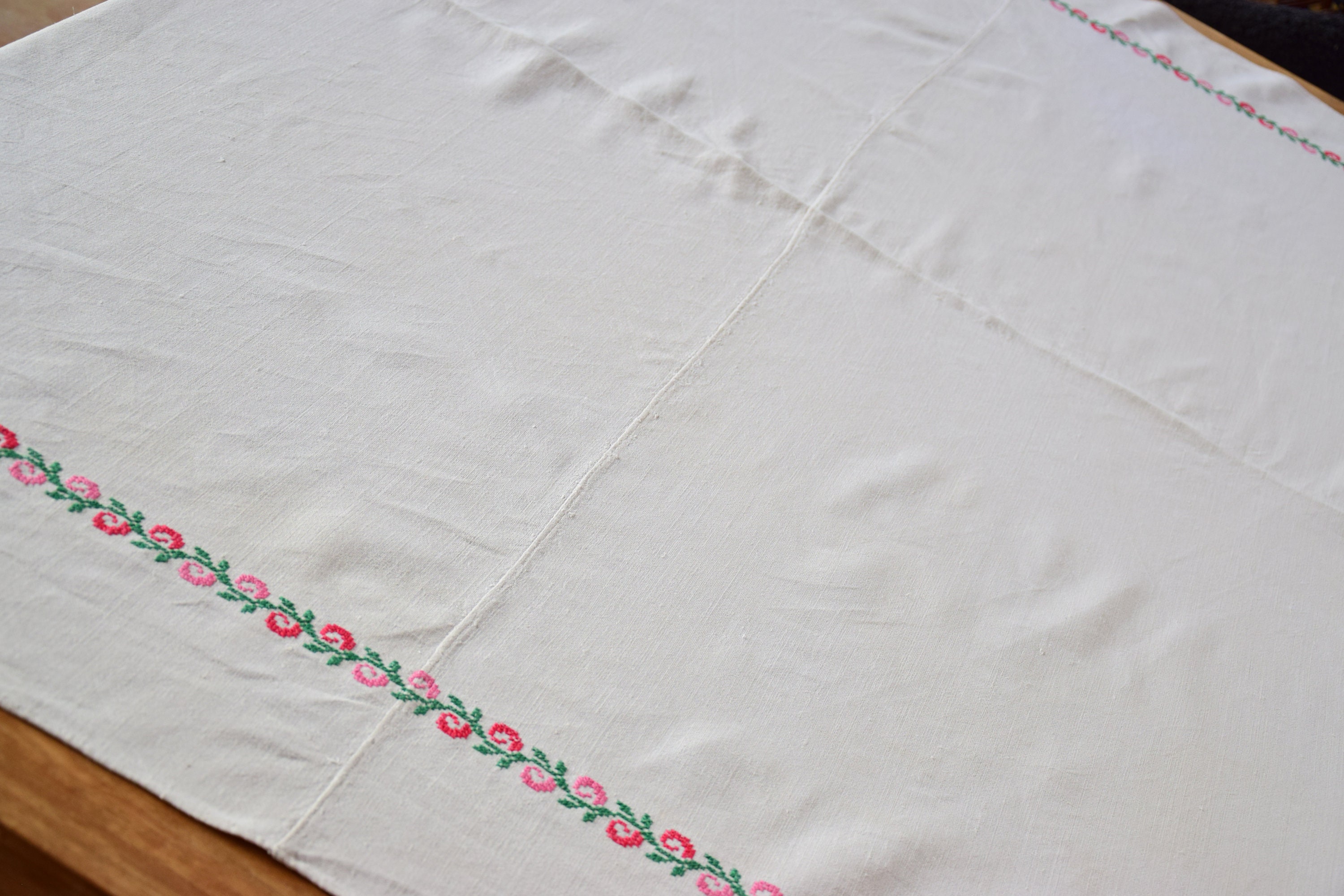 Antique Pure Linen Tablecloth Vintage Hungarian Rustic Homespun ...