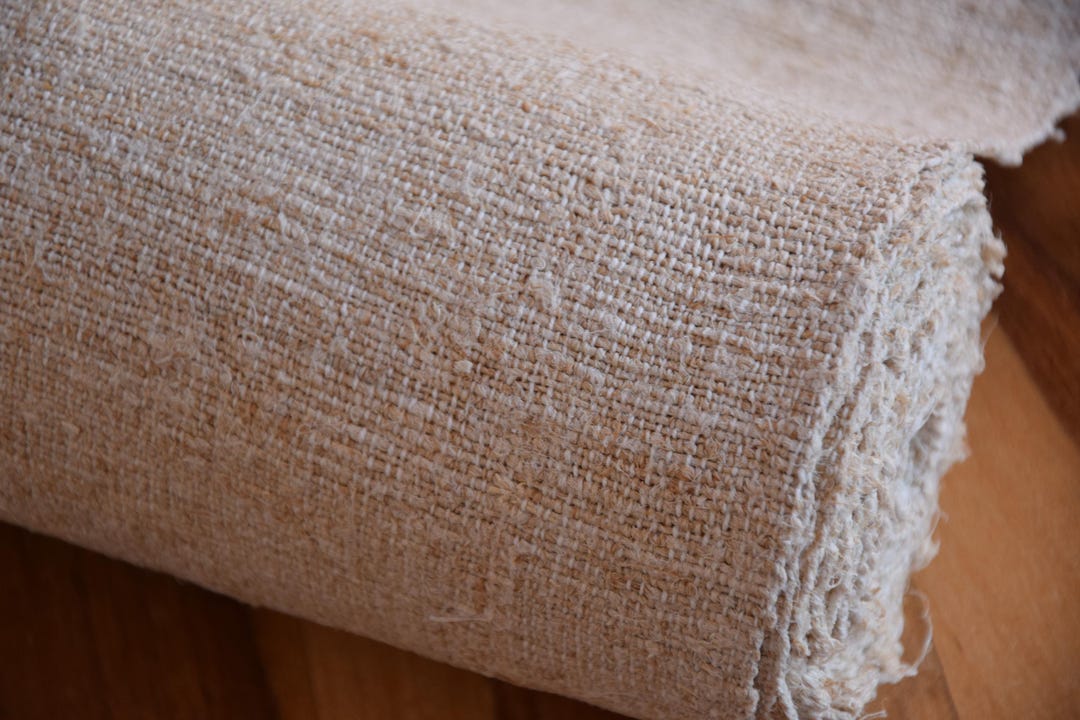HEAVY Nubby (price/bolt) RARE Antique French Rustic Hemp Roll Bolt Organic Linen Upholstery ...