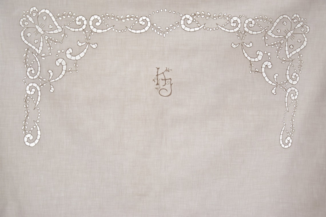 Antique French Linen Pillowcase Handmade Richelieu Embroidery | Etsy