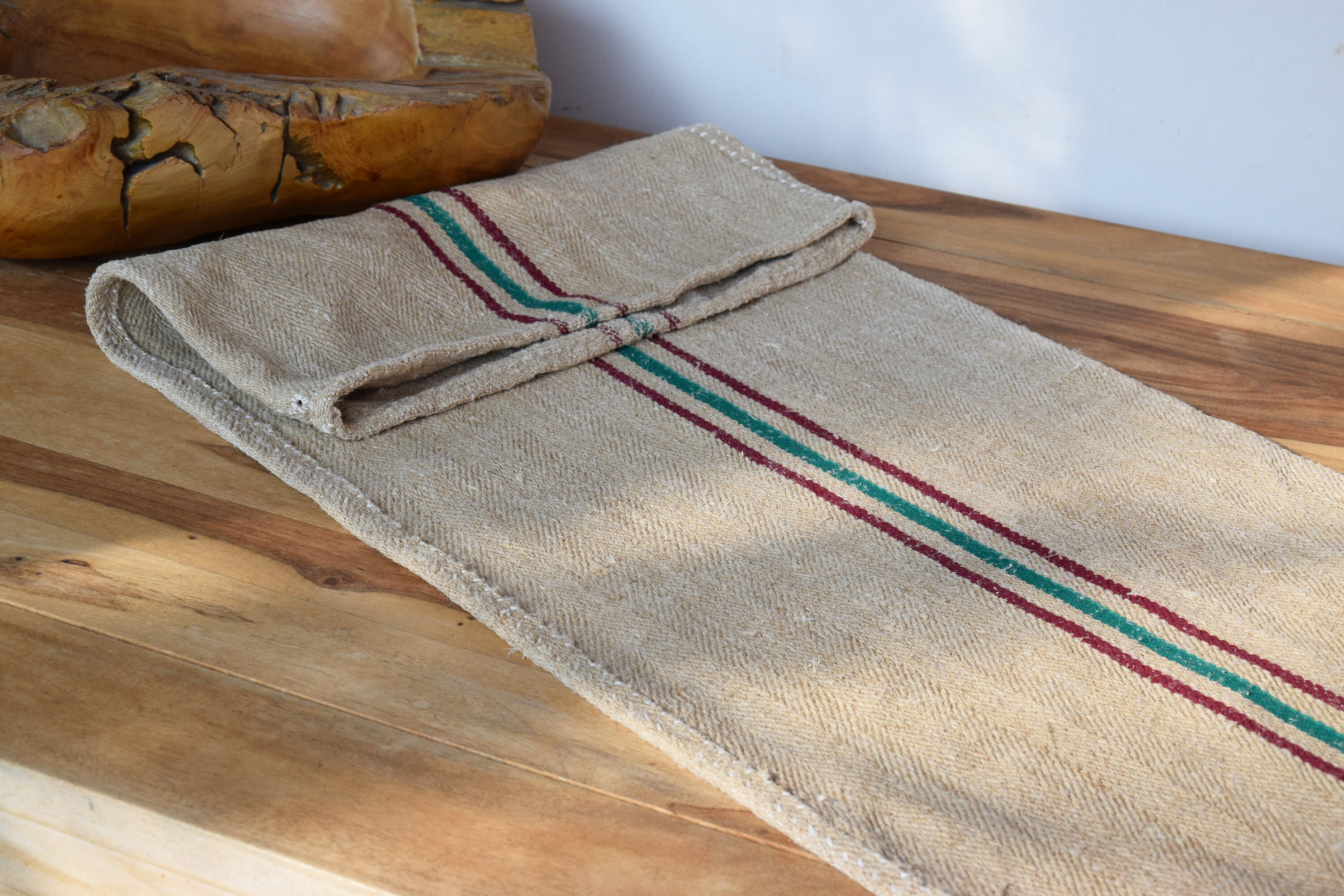 HEAVY Extra Long Antique Grainsack Rustic Hemp Grain Sack Homespun Feedsack Vintage Bag ...