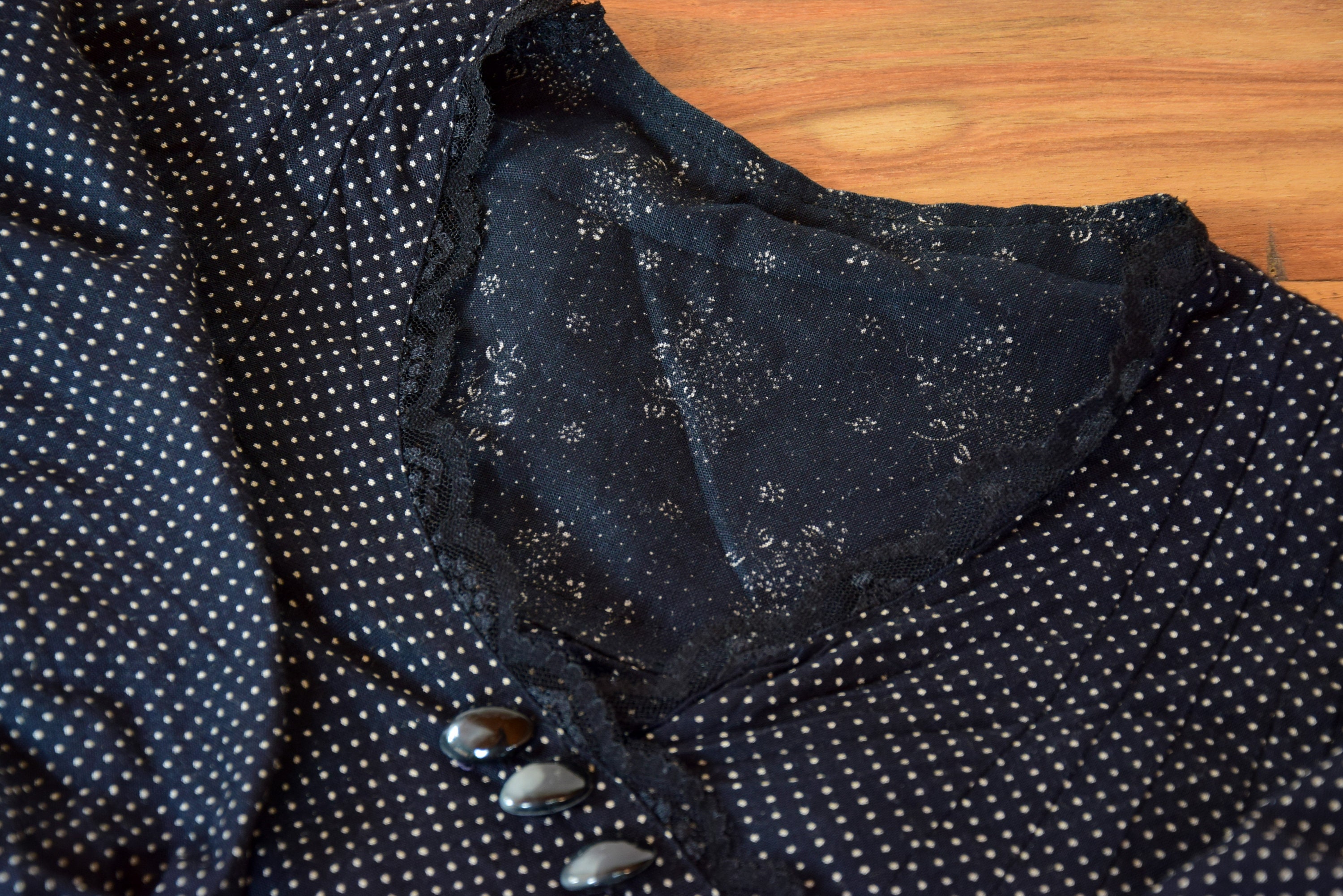 Antique Hungarian Coton Folk Costume Blouse Dress Women Polka Dot Old ...