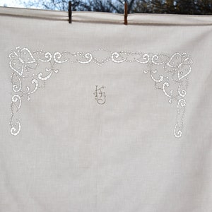 Antique French Linen Pillowcase Handmade Richelieu Embroidery Butterfly ...