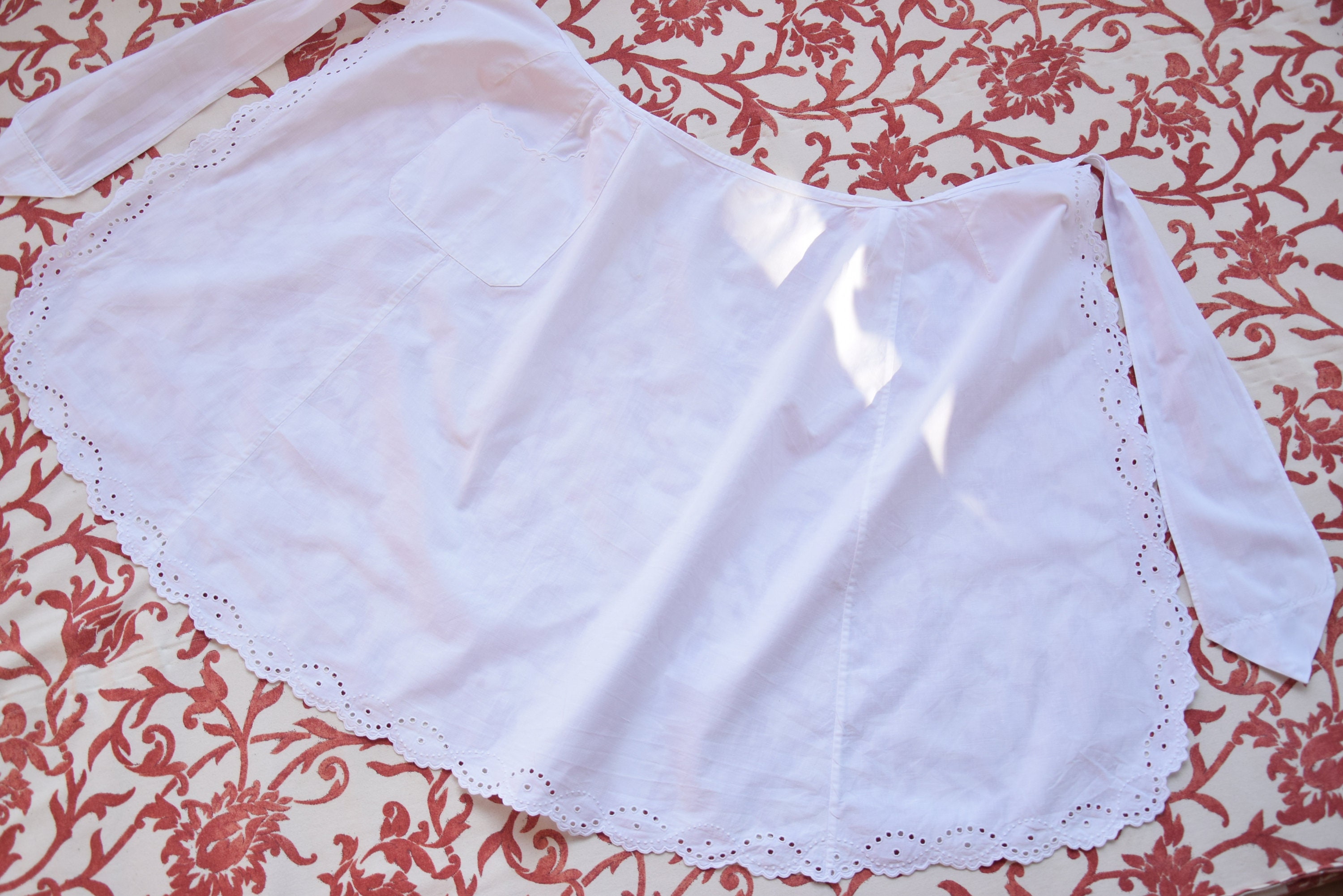 Antique French Linen Apron Handmade Embroidered Madeira C. - Etsy