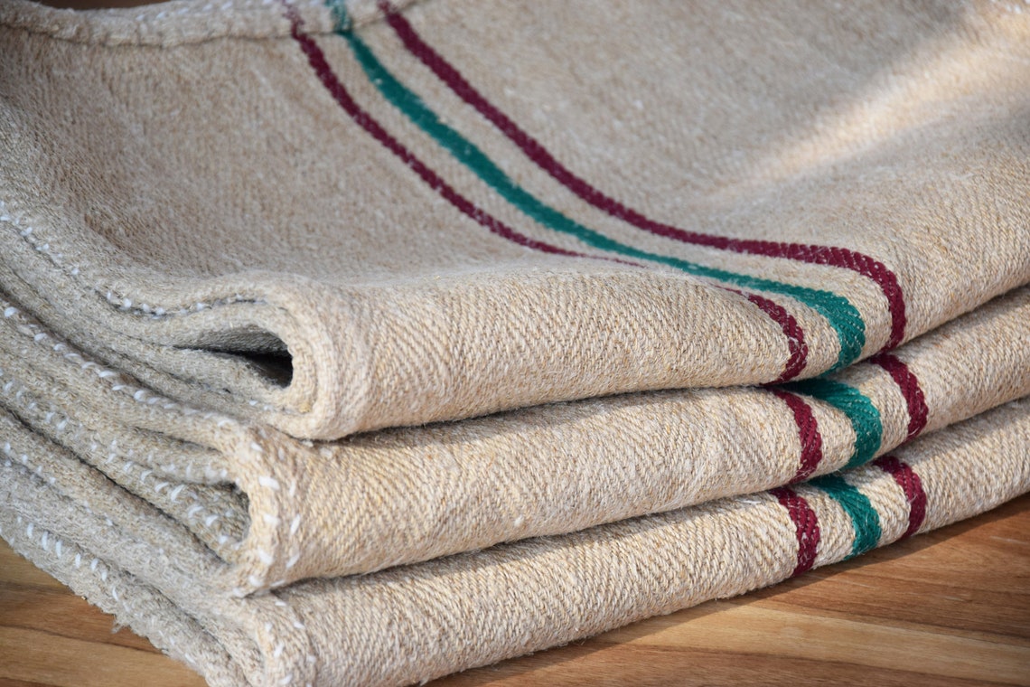 HEAVY Extra Long Antique Grainsack Rustic Hemp Grain Sack Homespun Feedsack Vintage Bag ...