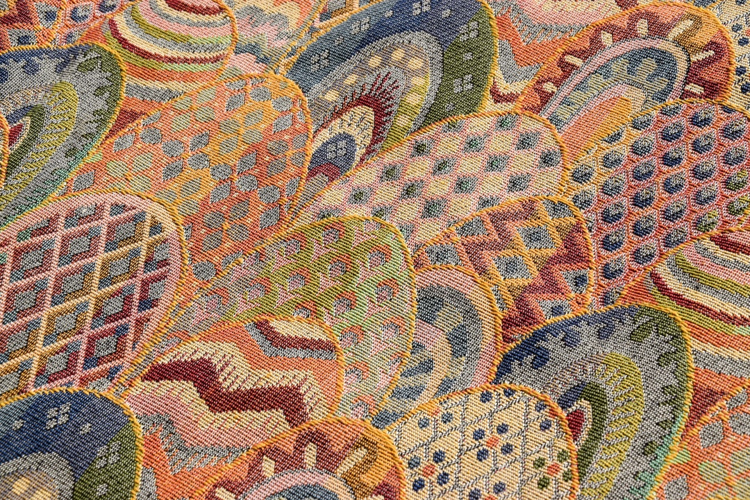 Antique Vintage Pair Linen Gobelin Cotton Curtain Flowers Pattern ...