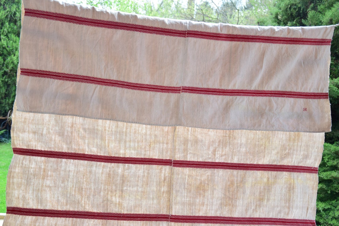 Heavy Nubby Pure Hemp Canvas Tablecloth French Antique Rustic Red ...