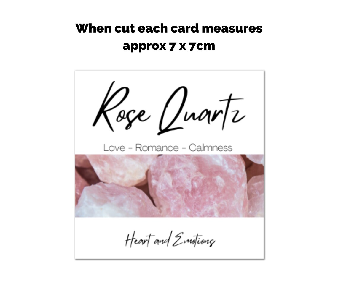 Printable Rose Quartz Crystal Cards for Crystal Sellers & - Etsy UK