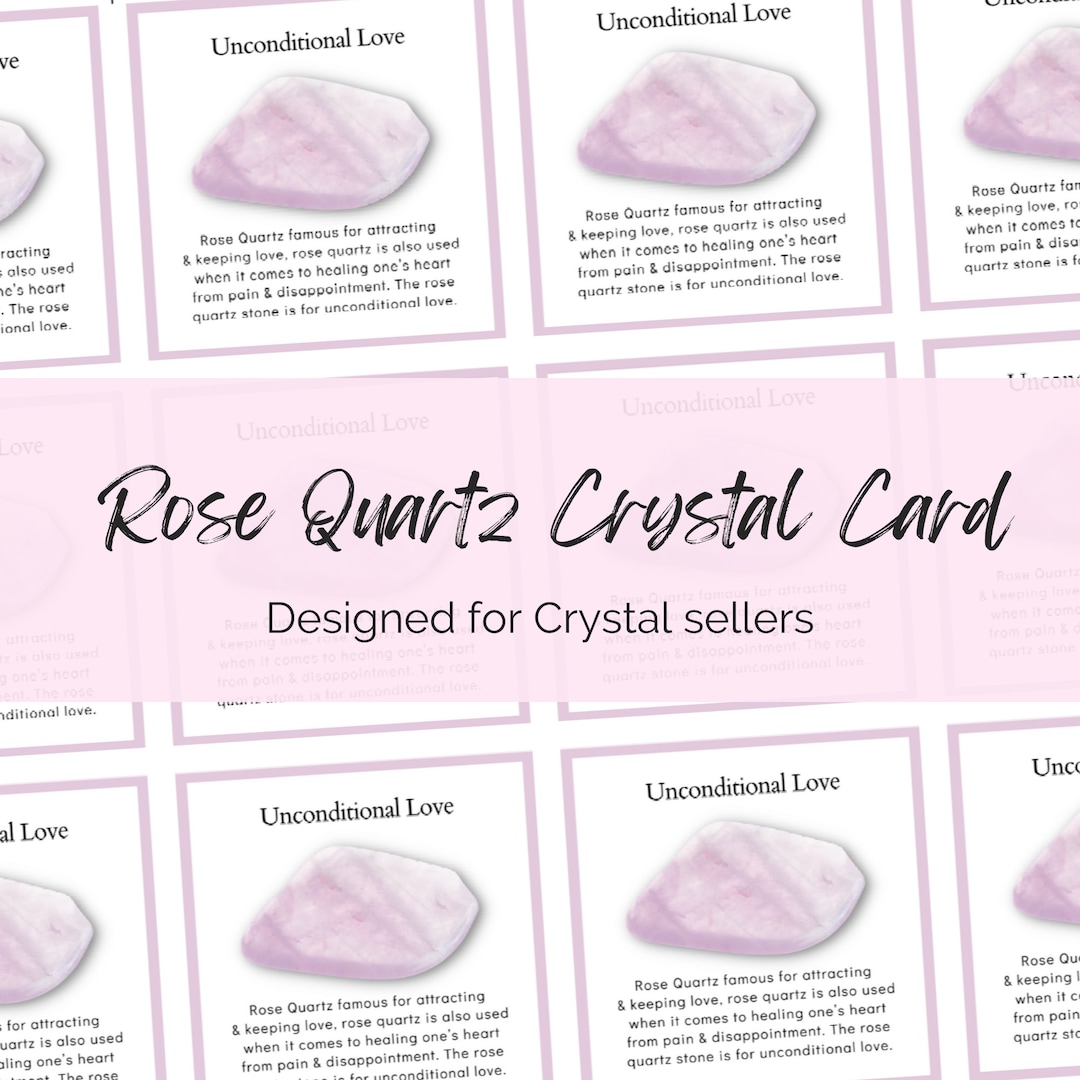 Printable Rose Quartz Crystal Meaning Cards: Jewelry Business Inserts ...