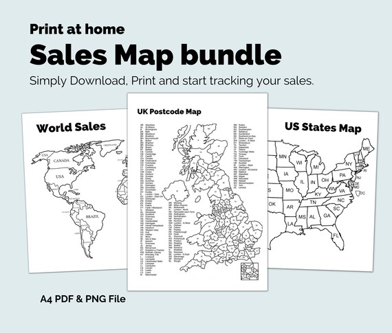 Printable Sales Tracker Map Bundle UK US & World Sales Etsy - Etsy